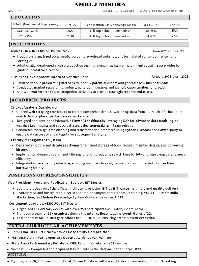 Ambuj Mishra - Bit Mesra - Btech1032721 | PDF | Data | Computing