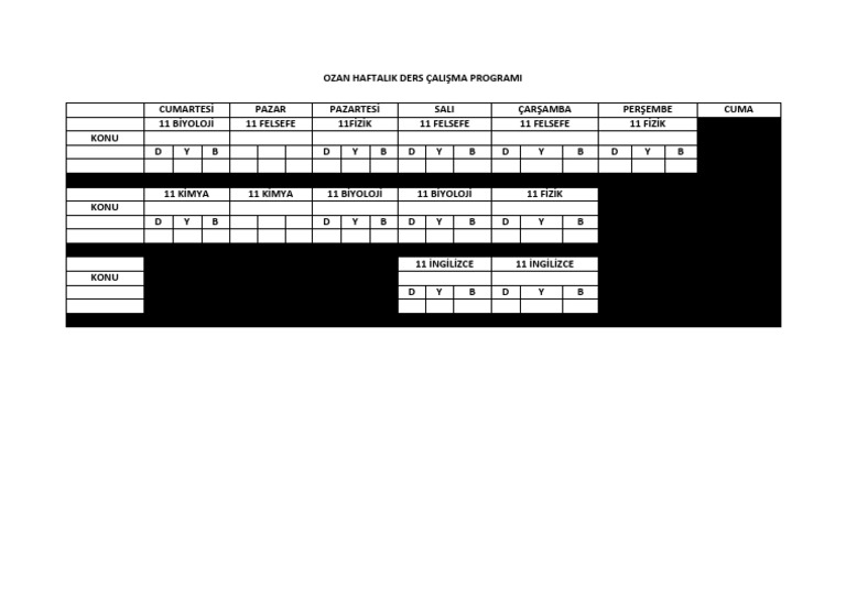 Ozan 2. Hafta Sinavlar Program | PDF
