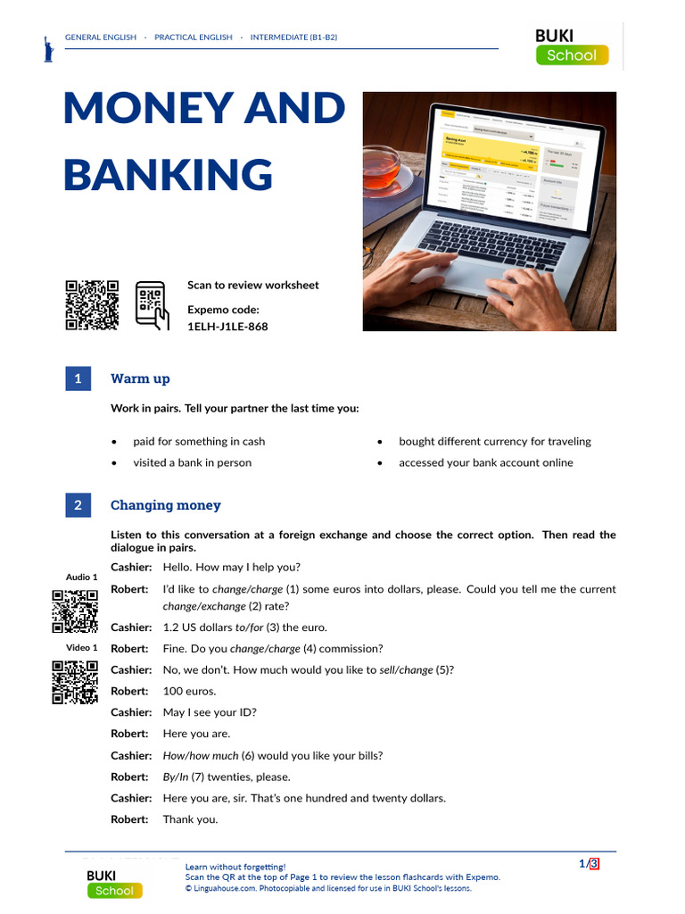 money-and-banking-american-english-teacher-B1-B2 | PDF | Transaction ...