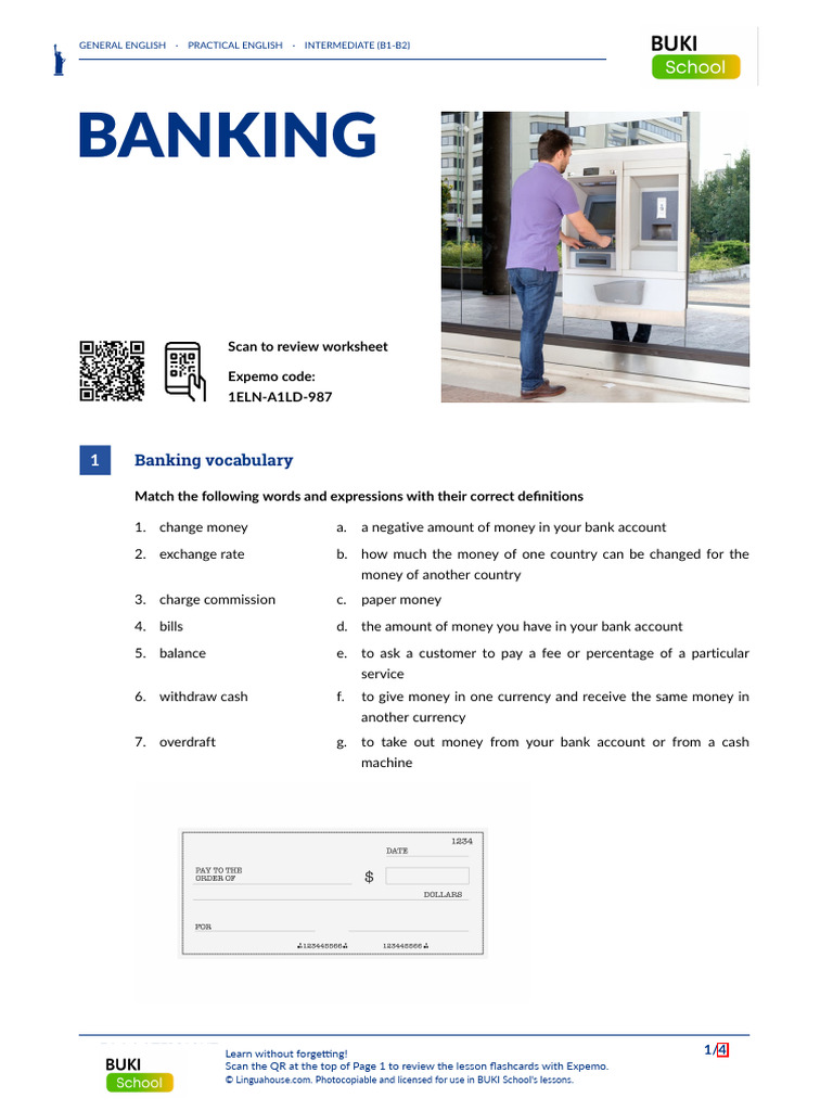 Banking American English Teacher B1 B2 | PDF | Banks | Transaction Account