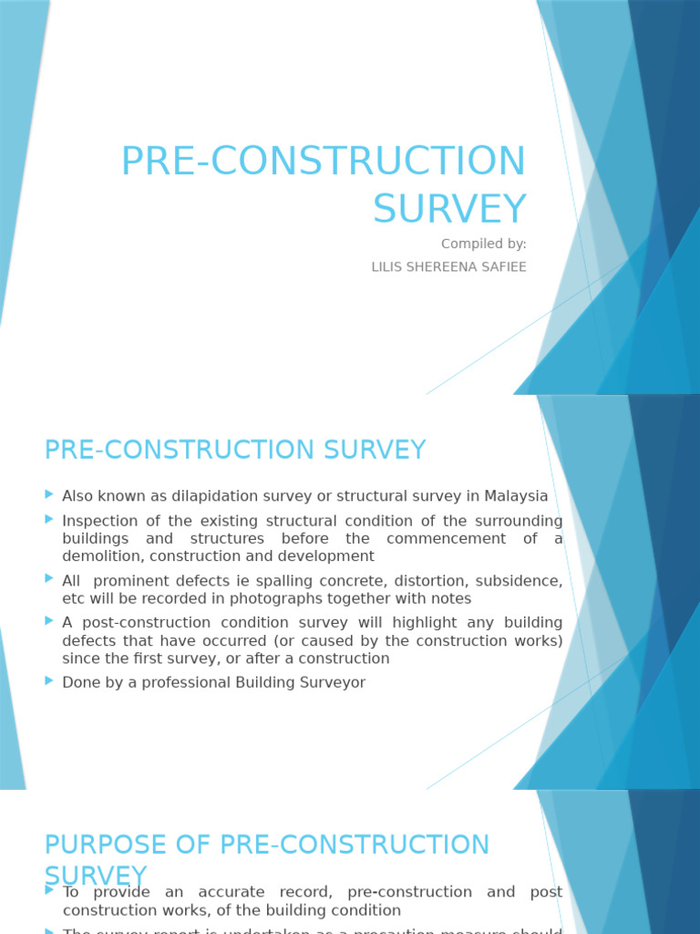 Pre-Construction Survey Overview | PDF | Surveying