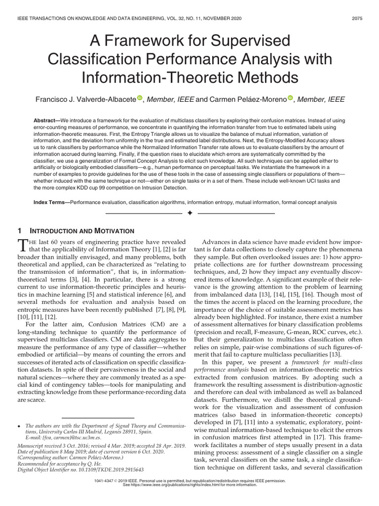 A Framework For Supervised Classification Performance Analysis | PDF | Statistical ...