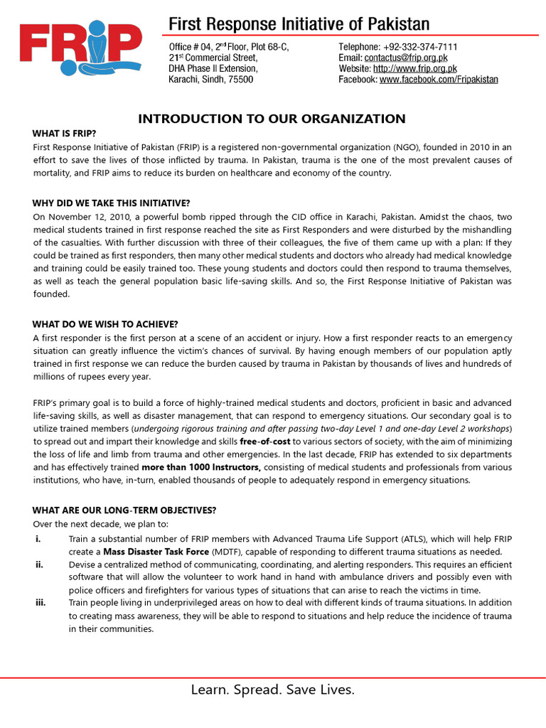 FRIP Education Introduction Letter | PDF | Cardiopulmonary ...