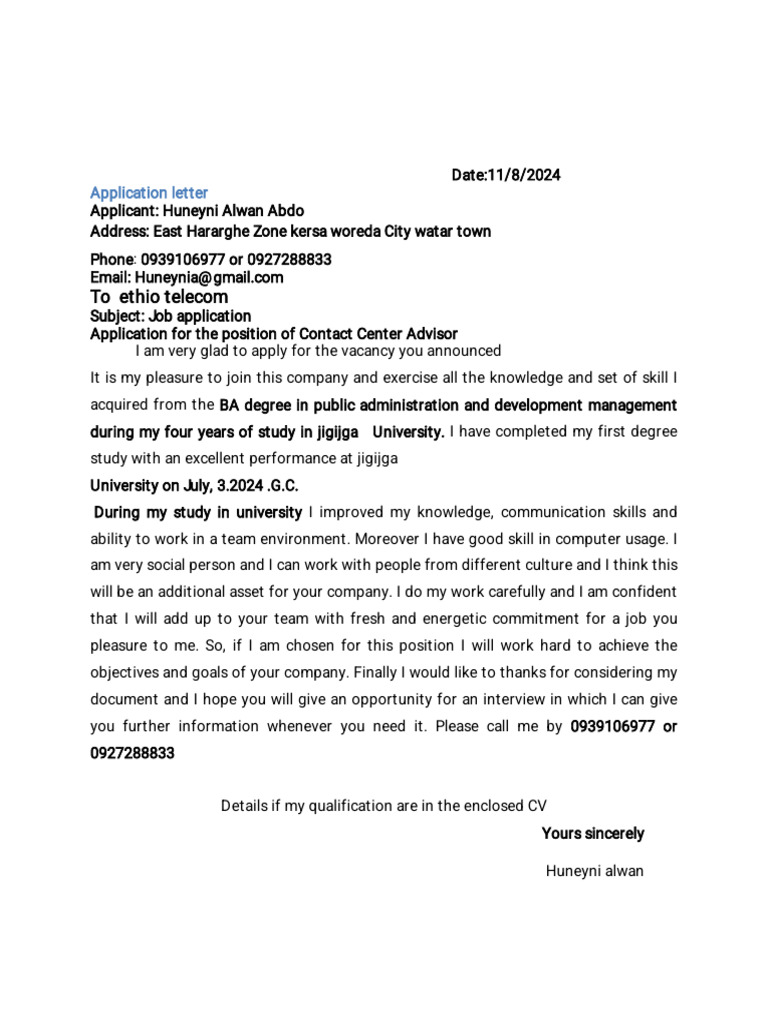 Contact Center Advisor Application | PDF