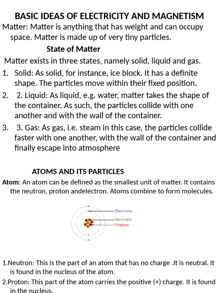 Fundamentals of Electricity and Magnetism | PDF | Atoms | Matter