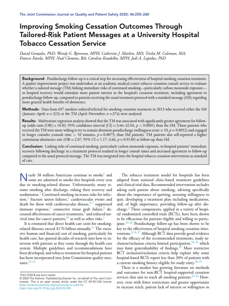 Tailored Messages Boost Smoking Cessation | PDF | Cigarette | Smoking ...