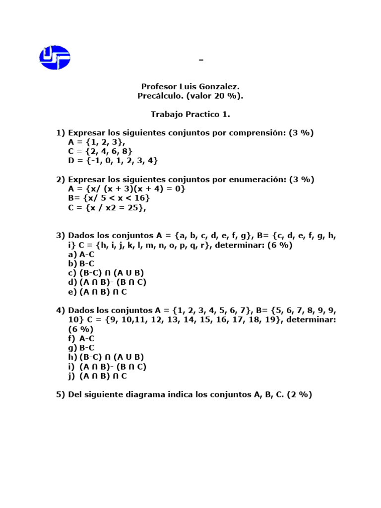 Trabajo 1 Precalculo | PDF