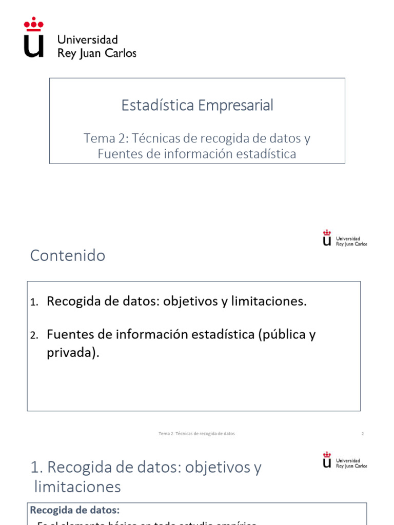 Tema 2 Técnicas de recogida de datos_f | PDF | Muestreo (Estadísticas ...