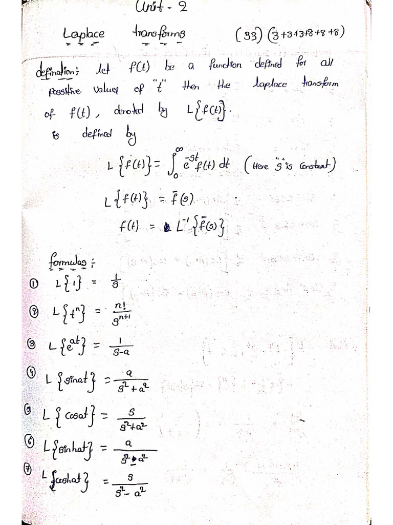 2 Unit Laplace Transforms - M3 | PDF
