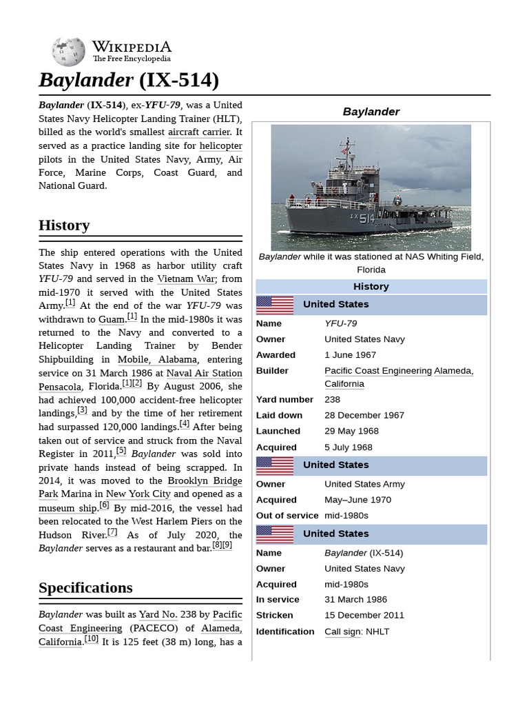 Baylander (IX-514) | PDF | Ships | Shipping