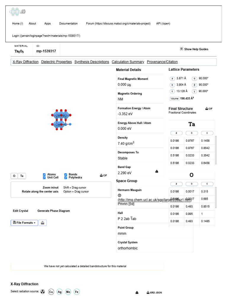Ta2O5 Crystal Structure Overview | PDF | X Ray Crystallography ...