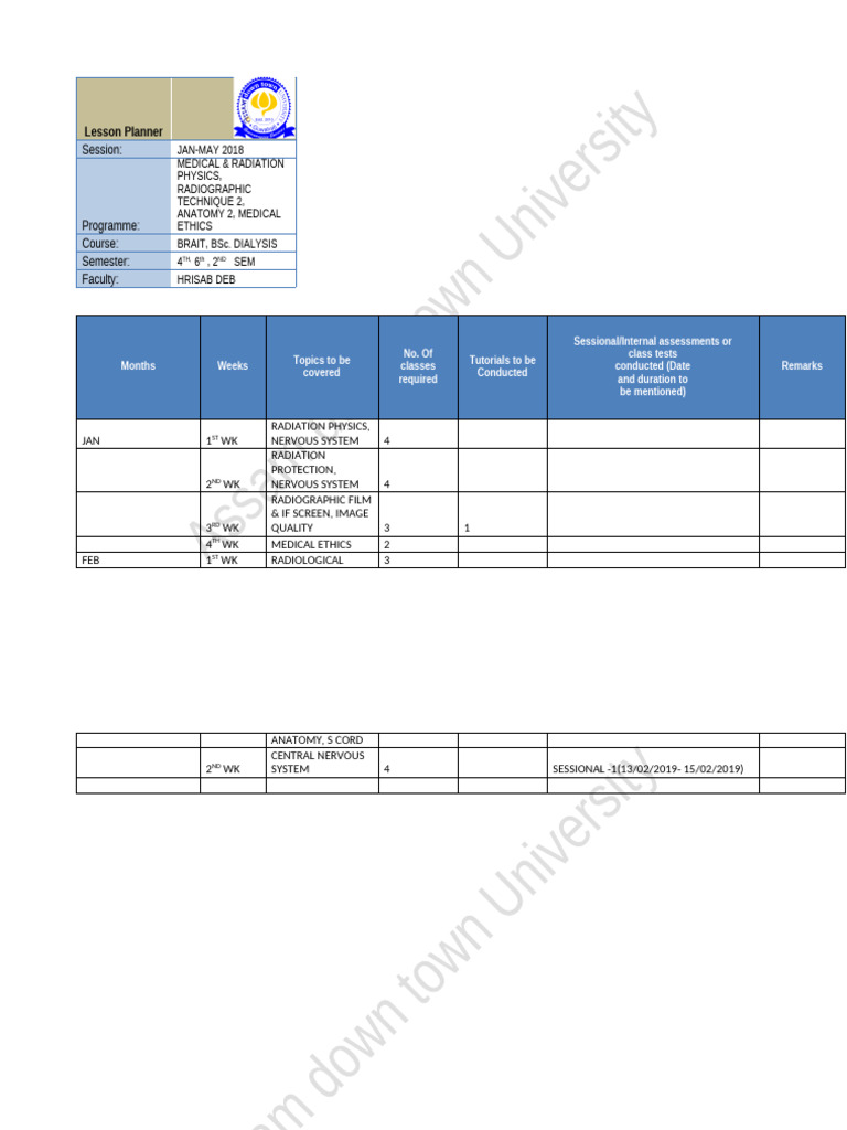 Lesson Planner - 5TH SEM | PDF