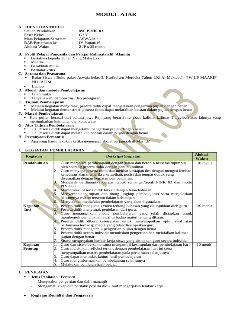 Modul Ajar Aswaja 5.1 | PDF