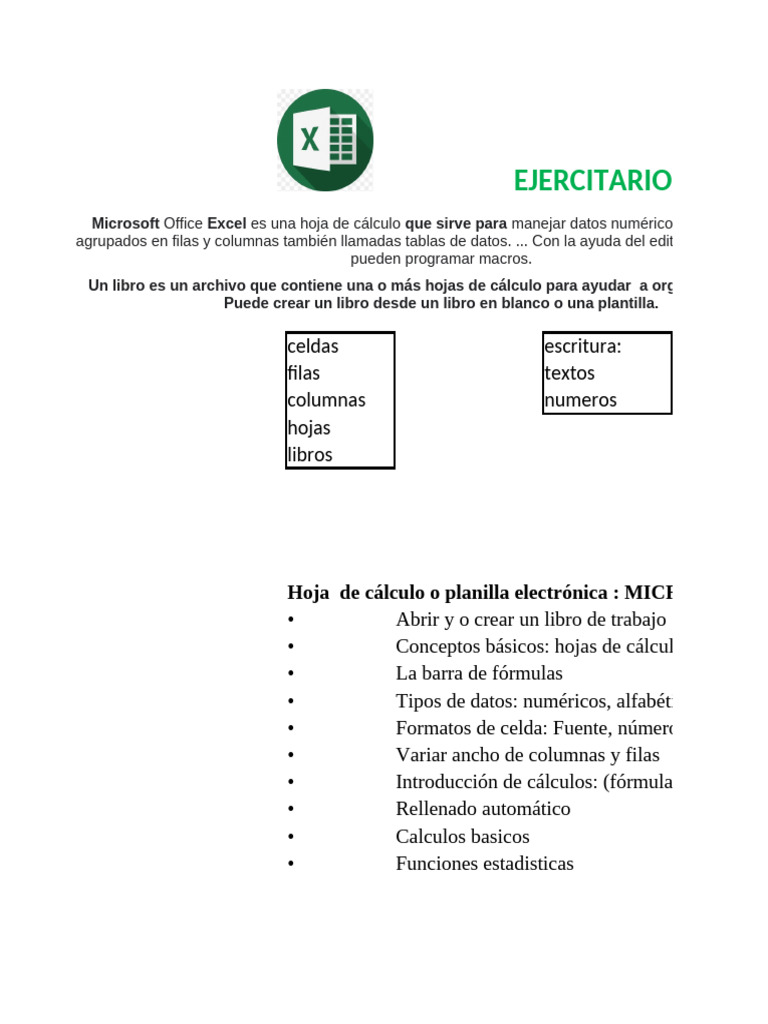 EXCEL 1a CLASEOCTUBRE | PDF | Microsoft Excel | Hoja de cálculo