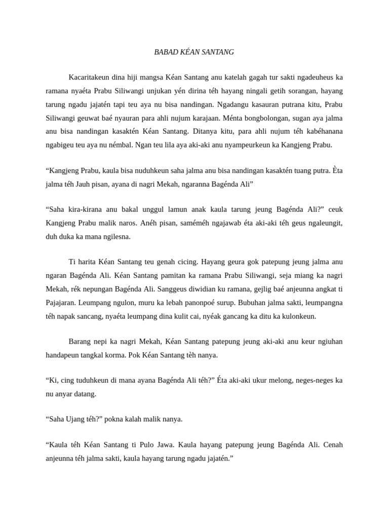 Dongeng Babad Kean Santang | PDF
