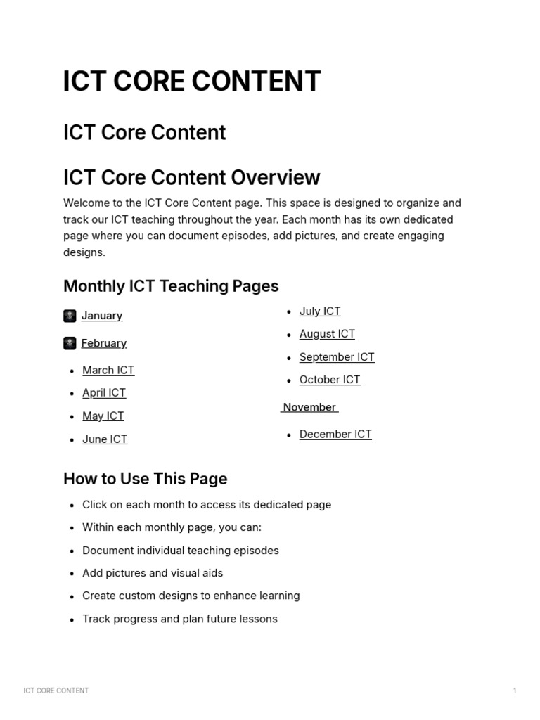 Monthly ICT Core Content Overview | PDF