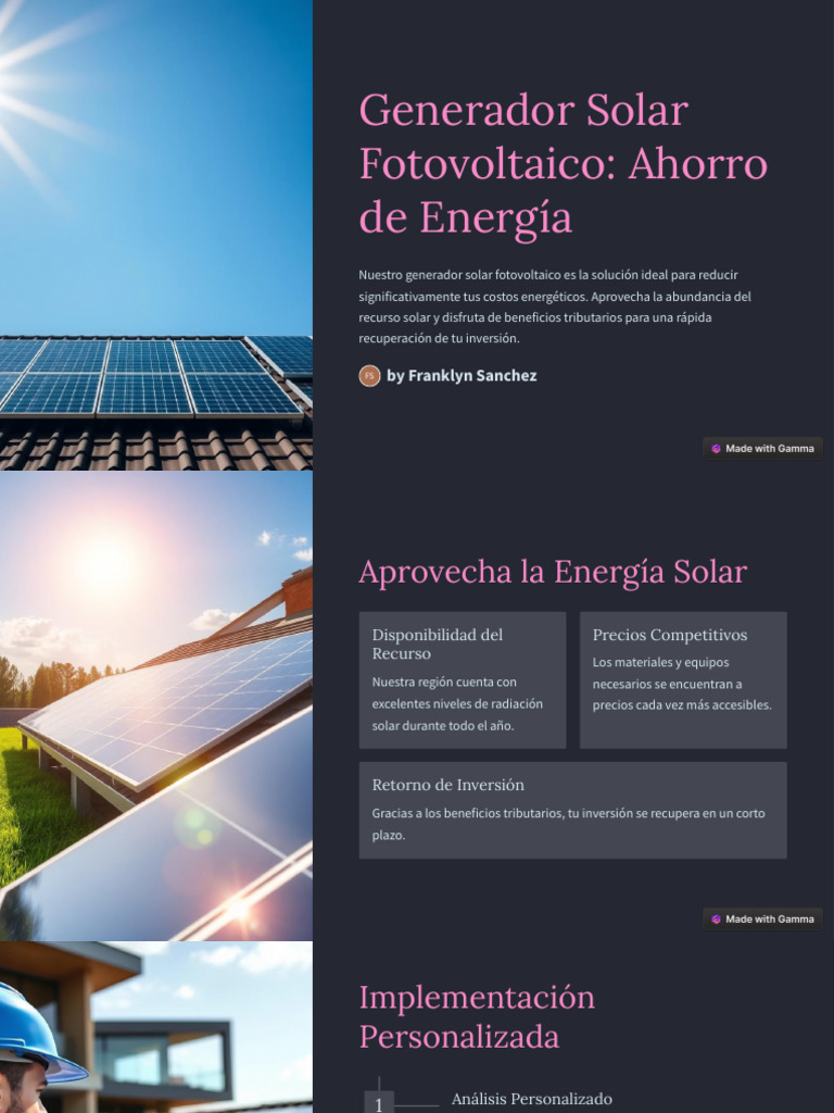 Generador Solar Fotovoltaico Ahorro de Energia | PDF