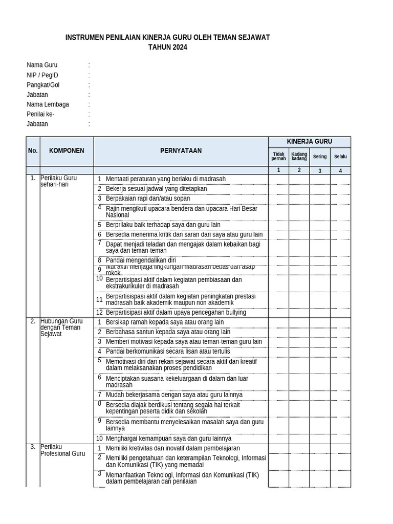 Instrumen Teman Sebaya | PDF | Karier & Perkembangan