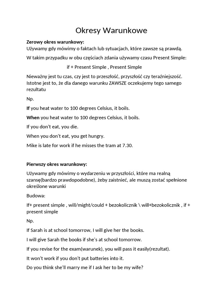 Okresy Warunkowe | PDF