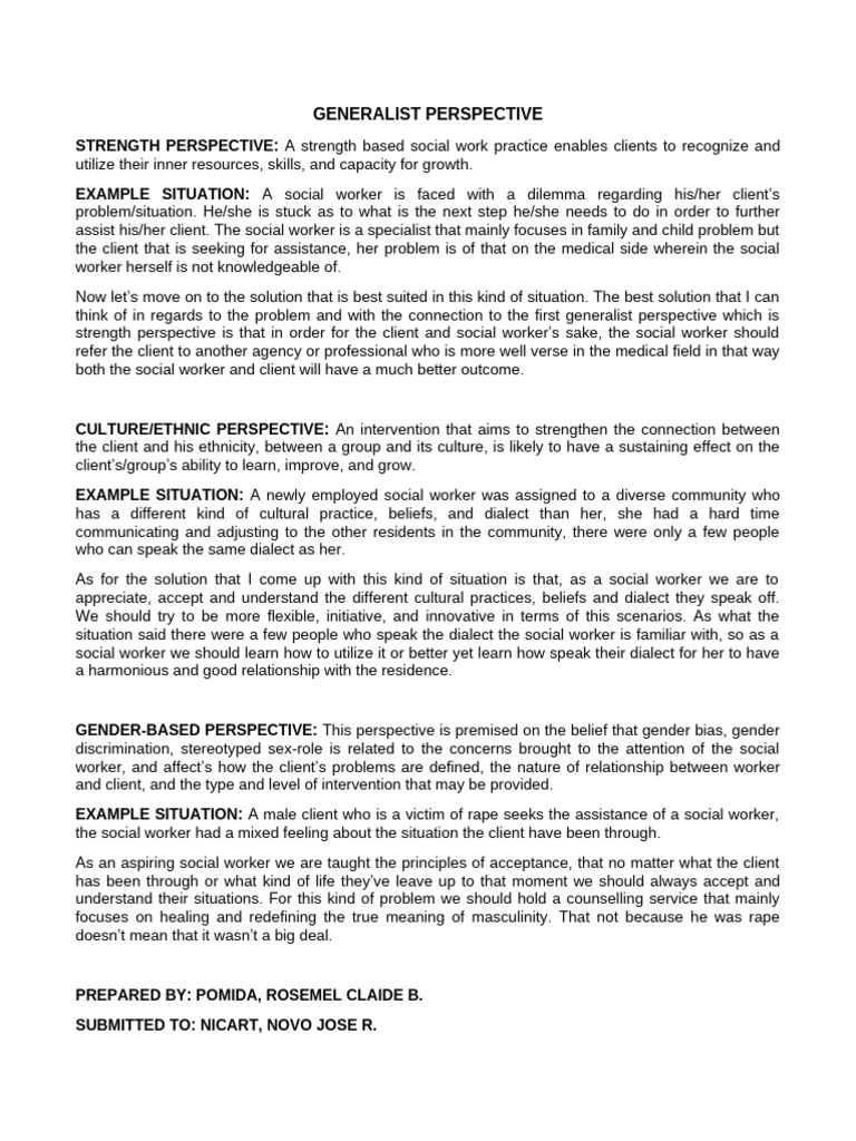 Assignement in Social Welfare Perspective | PDF | Social Work | Gender Role