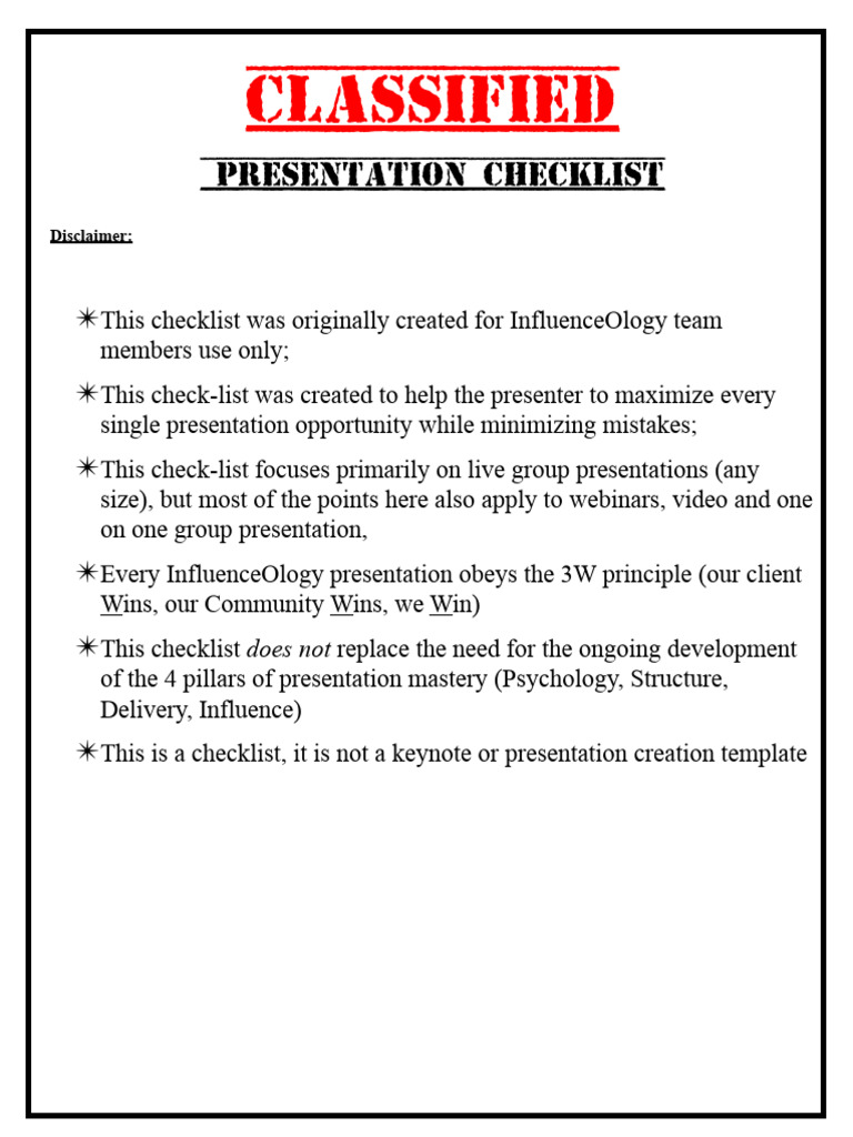 Classified Presentation Checklist | PDF | Quantitative Research | Human Communication