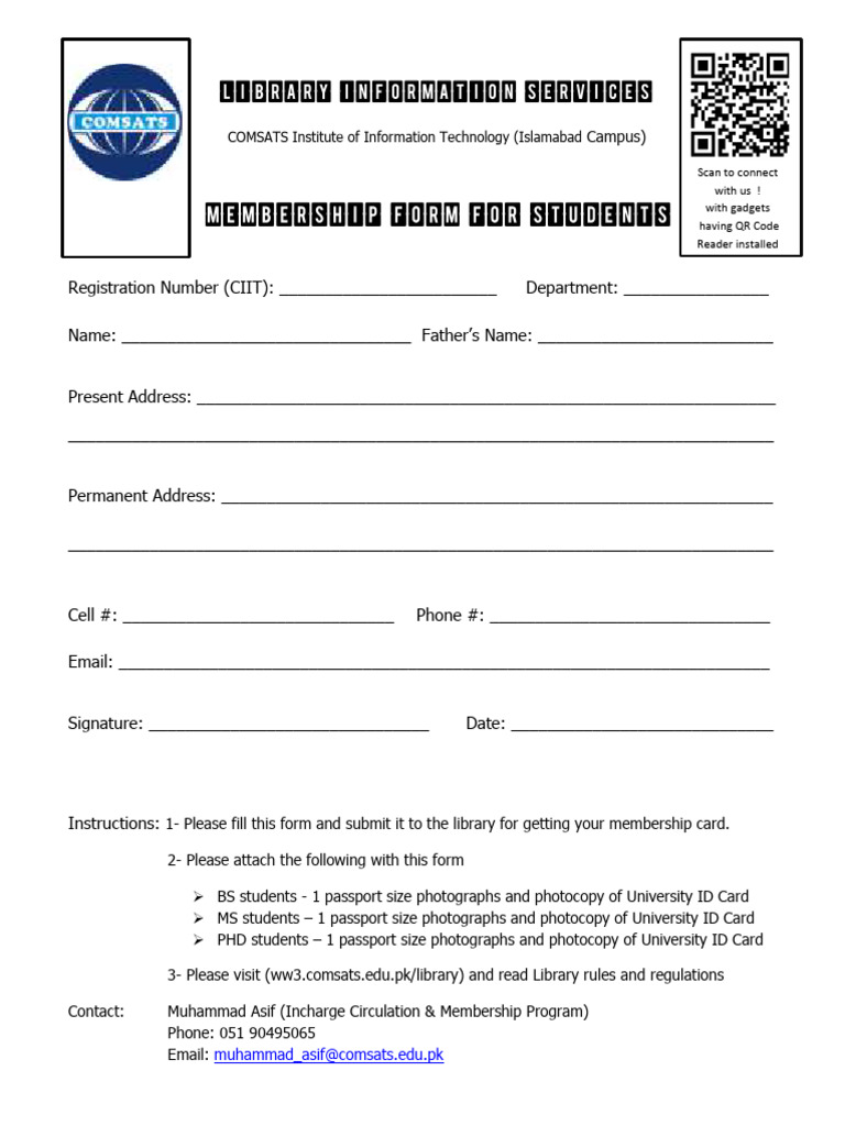 Student Library Membership Form | PDF | Business