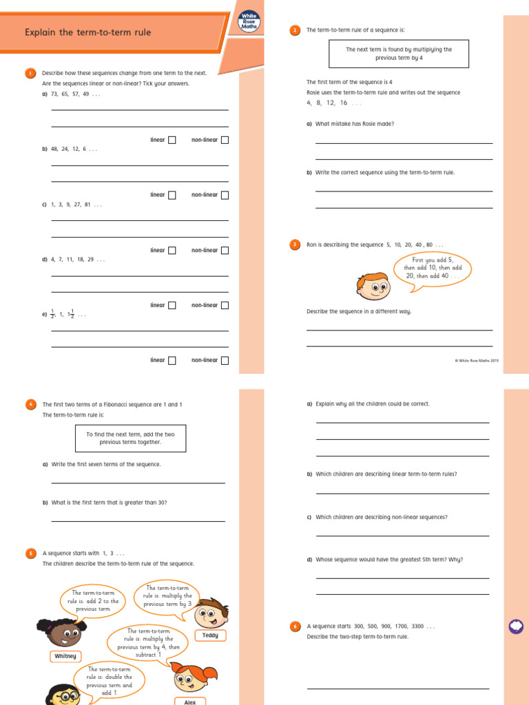 Y7 Autumn Block 1 WO7 Explain The Term To Term Rule 2019 | PDF ...