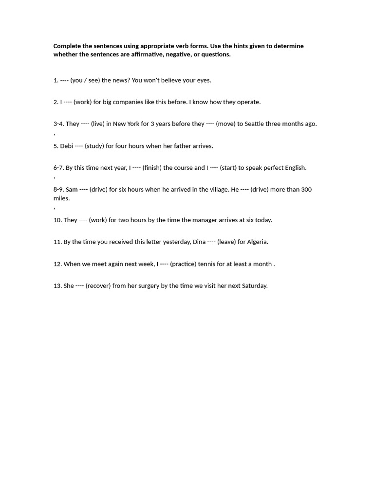 Perfect Tenses TI1 | PDF | Sports & Recreation | Foreign Language Studies