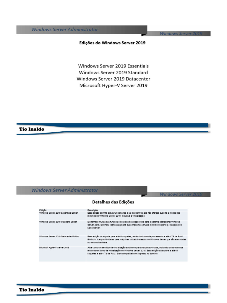 Edições e Instalação do Windows Server 2019 | PDF | Microsoft Windows ...