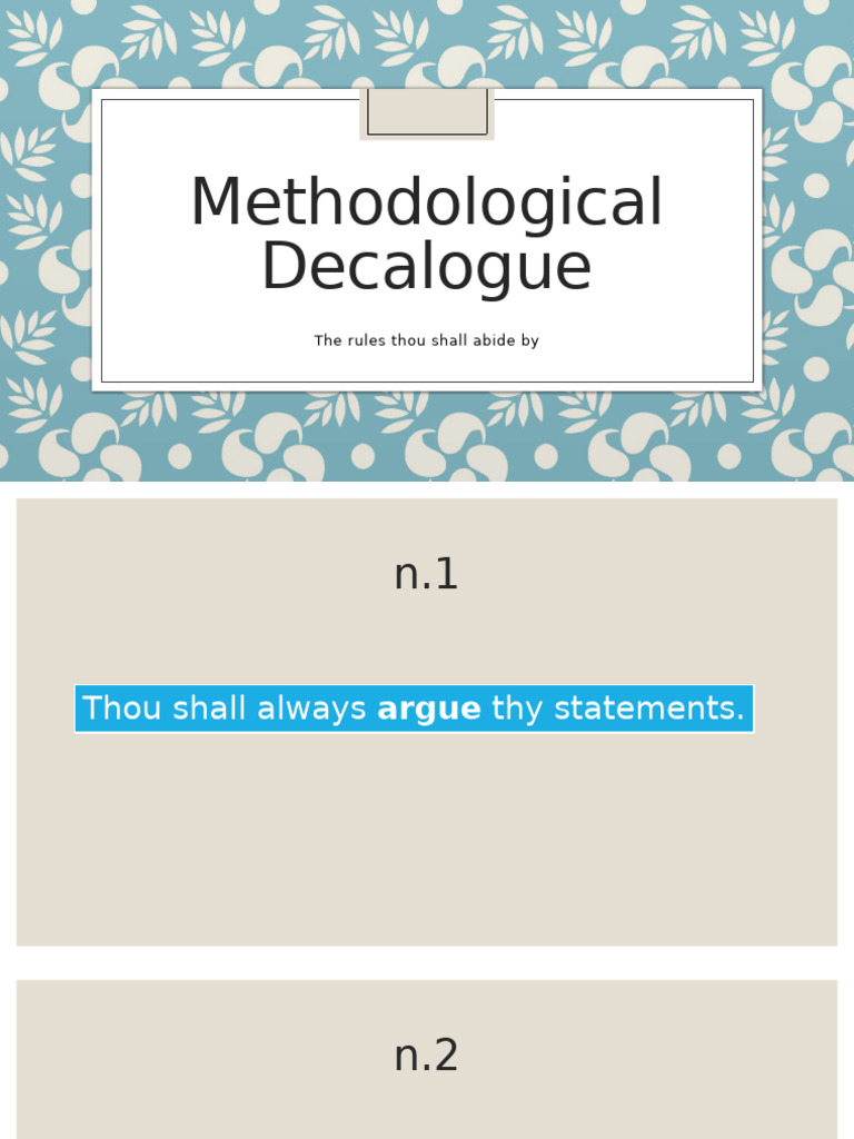 Methodological Decalogue | PDF