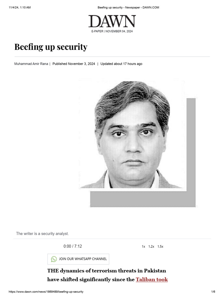 Beefing Up Security - Newspaper | PDF | Pakistan | Taliban