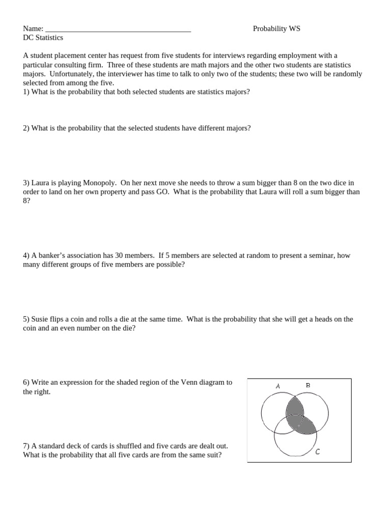 Probability WS | PDF | Probability | Probability And Statistics