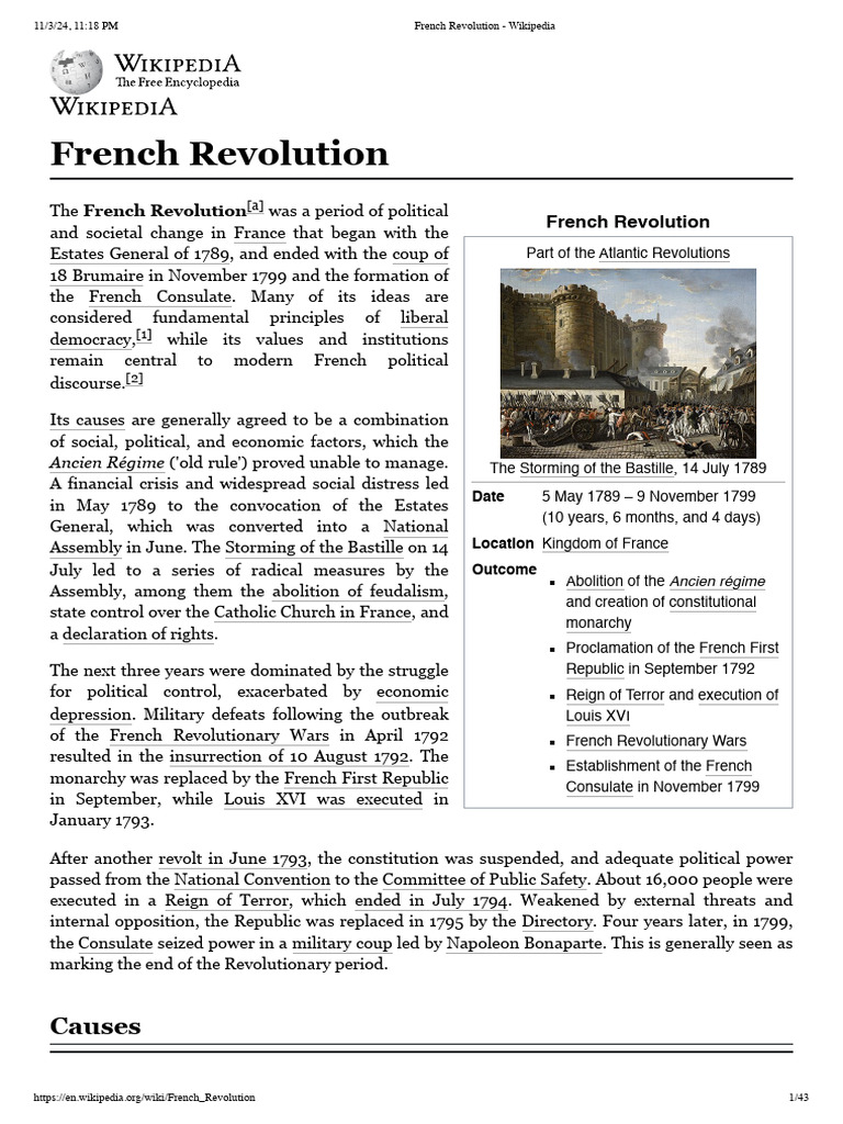 French Revolution - Wikipedia | PDF | French Revolution | Maximilien ...