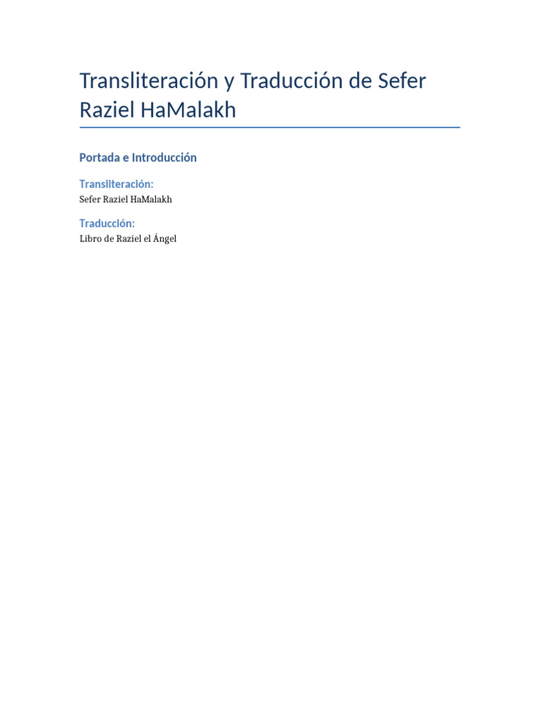 Sefer Raziel HaMalakh Transliteracion Traduccion | PDF