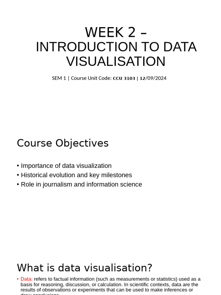 WK 2 Introduction To Data Visualisation | PDF | Data | Infographics