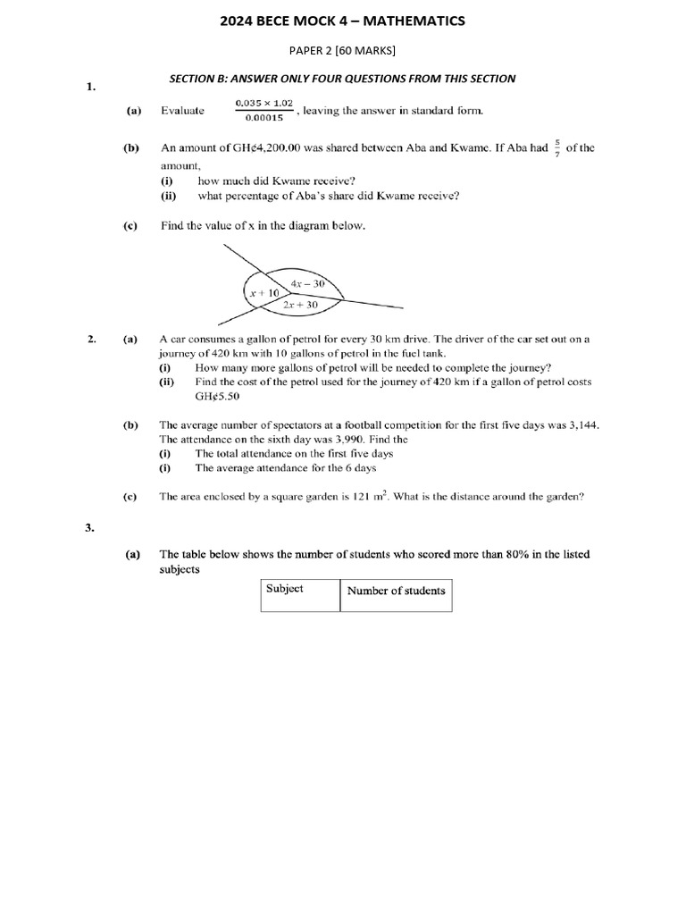 MATHS MOCK 4 | PDF | Numbers | Mathematical Analysis