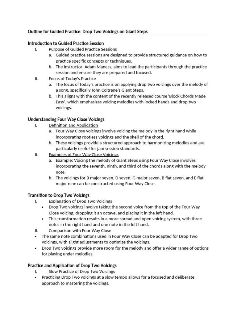 Outline For Guided Practice | PDF | Chord (Music) | Musicology