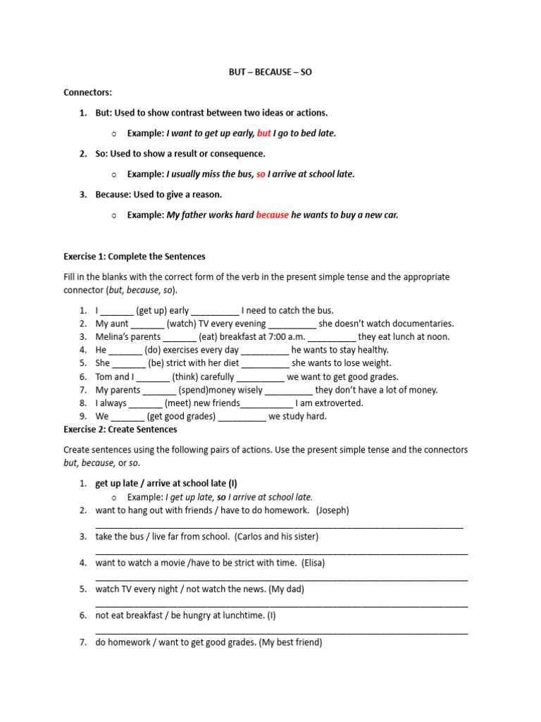 CONNECTORS BUT BECAUSE SO (1) | PDF