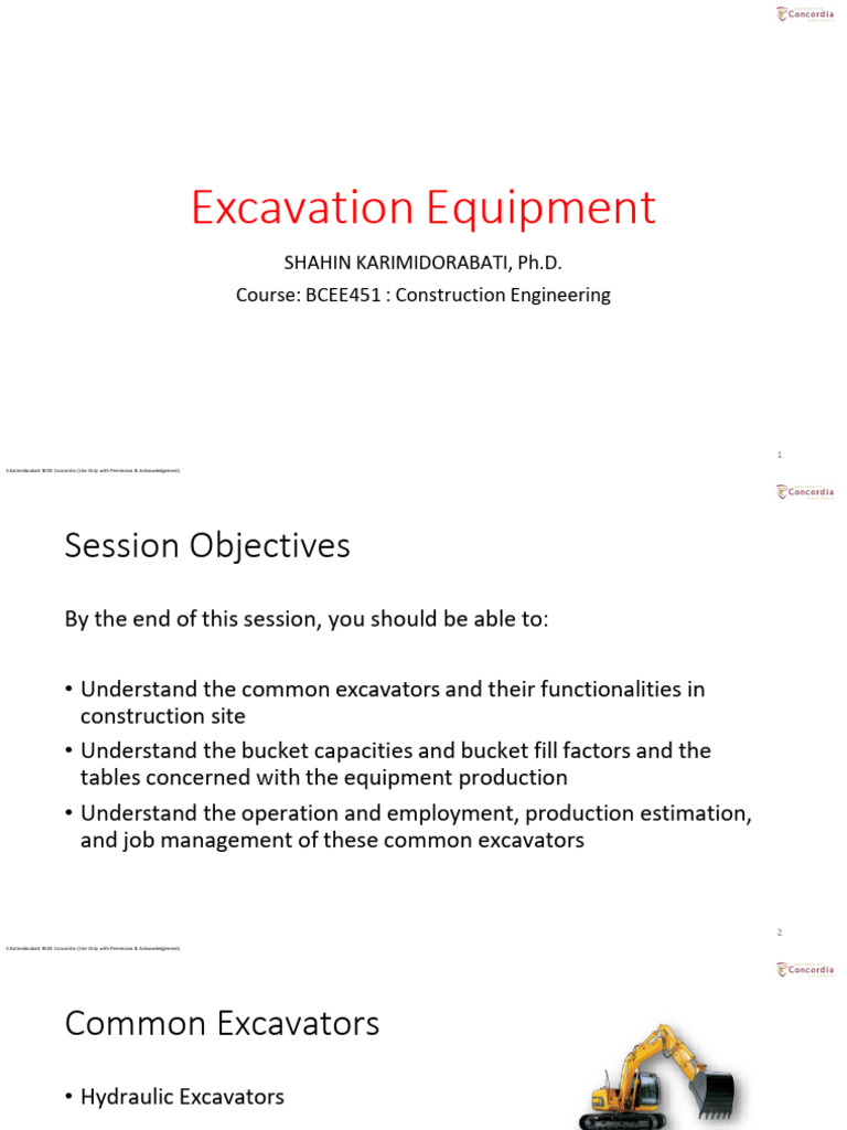 Excavation Equipment - Student Version | PDF | Technology & Engineering