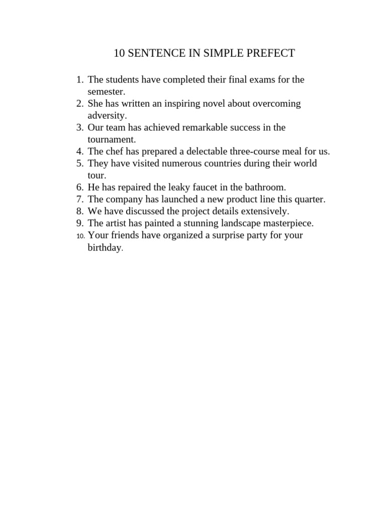 Examples of Perfect Tense Usage | PDF