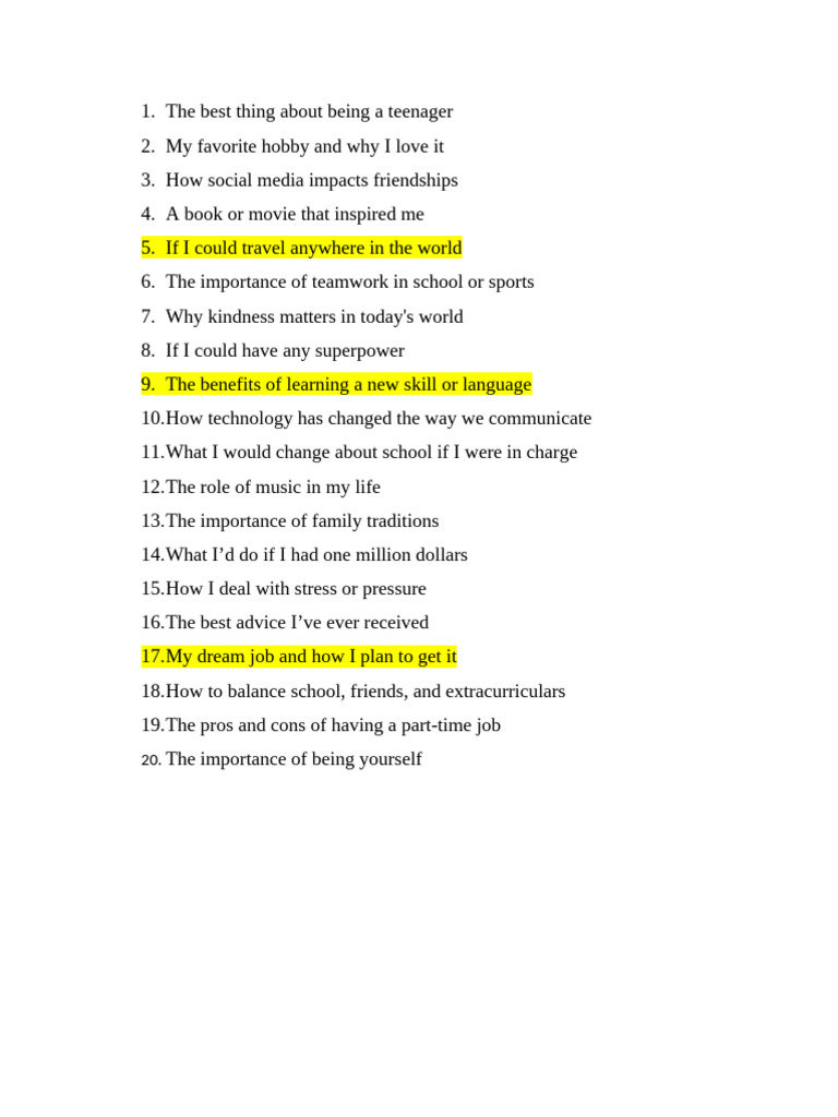 Random Topics For Impromptu Speeches | PDF