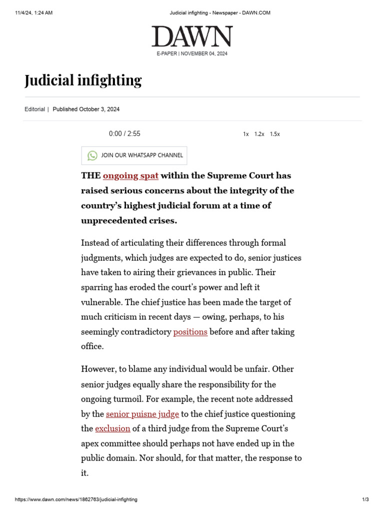 Judicial Infighting - Newspaper | PDF | Judge | Supreme Courts