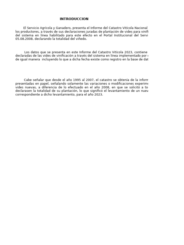Base de Datos Catastro Viticola Nacional 2023 SAG | PDF | Uva | Vino