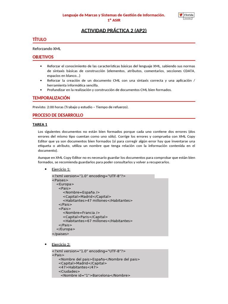 AP2-Actividad Práctica 2 | PDF | Xml | Lenguaje de marcado