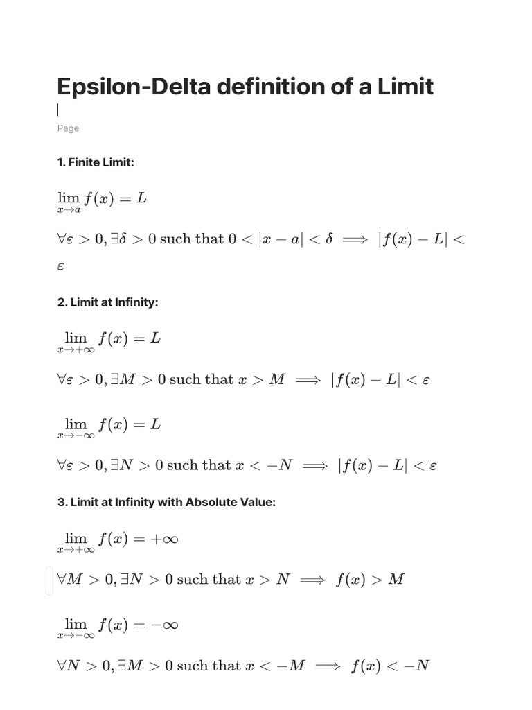 Epsilon-Delta Definition of a Limit | PDF