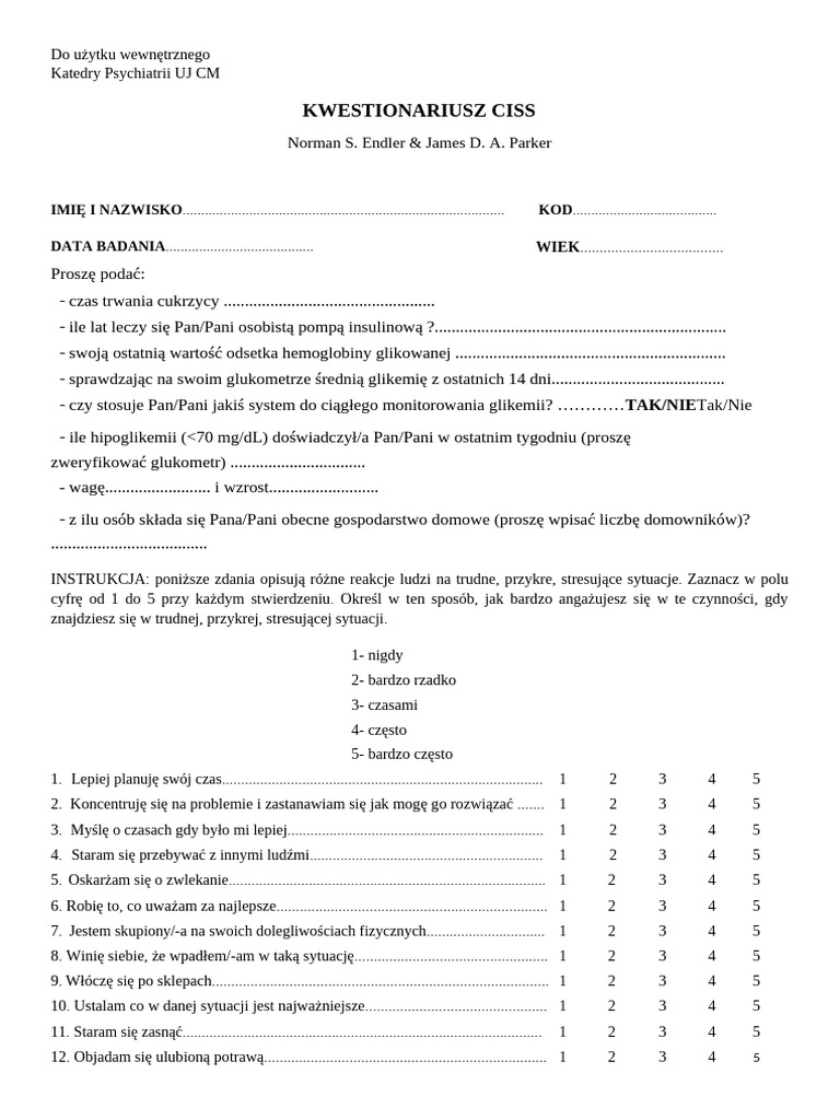 Interaktywny Kwestionariusz Zdrowia | PDF