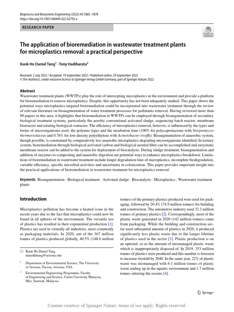 The Application of Bioremediation in Wastewater TR | PDF | Sewage ...