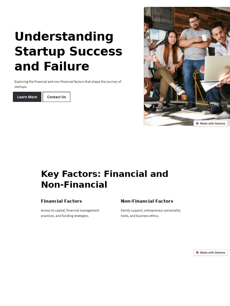 Startup Success: Key Financial & Non-Financial Factors | PDF | Career ...