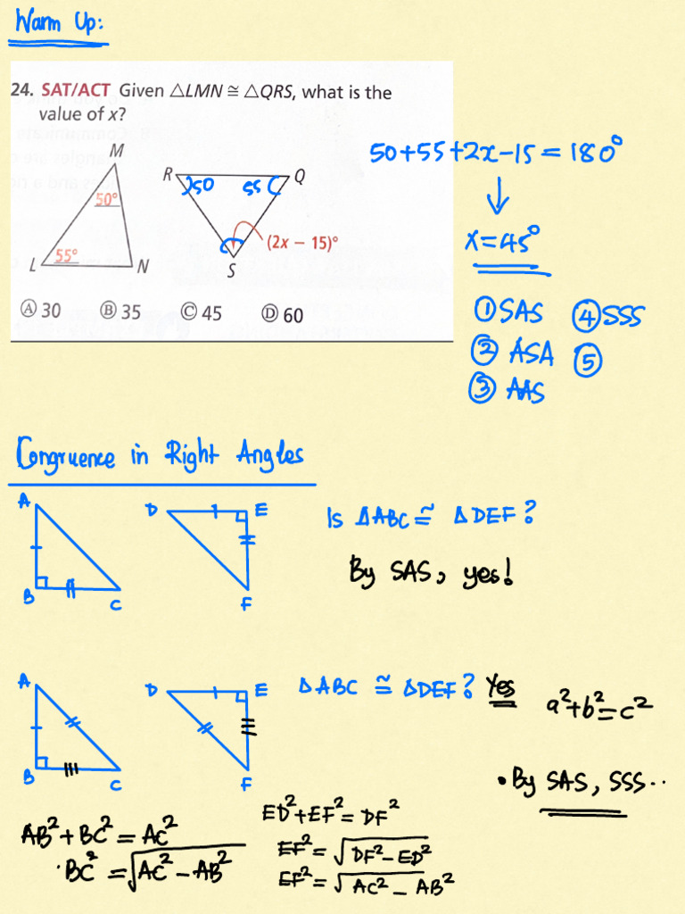 Hypotenuse Leg Theorem | PDF