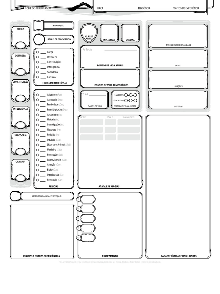 Ficha Da Bel Zebube Nível 5° D&D5e | PDF | Mágico (fantasia) | Druida
